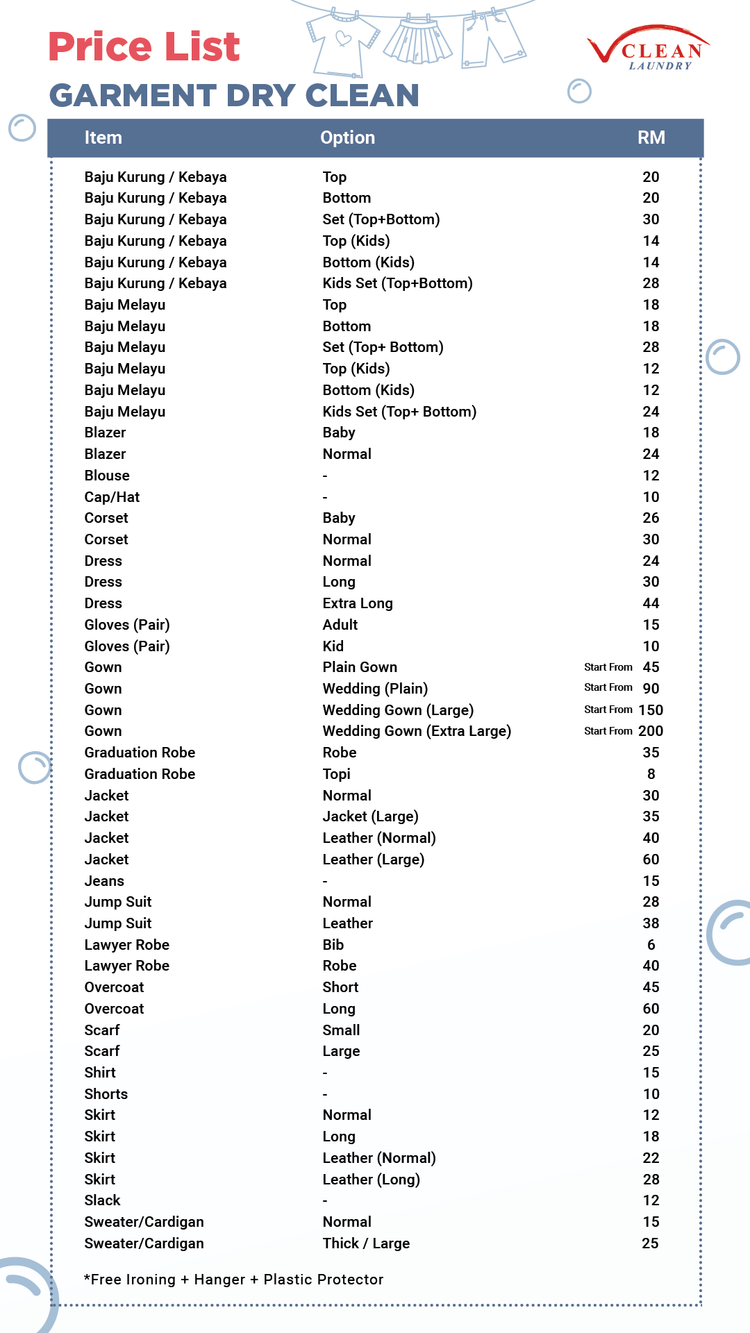 /pricelist – V Clean Laundry