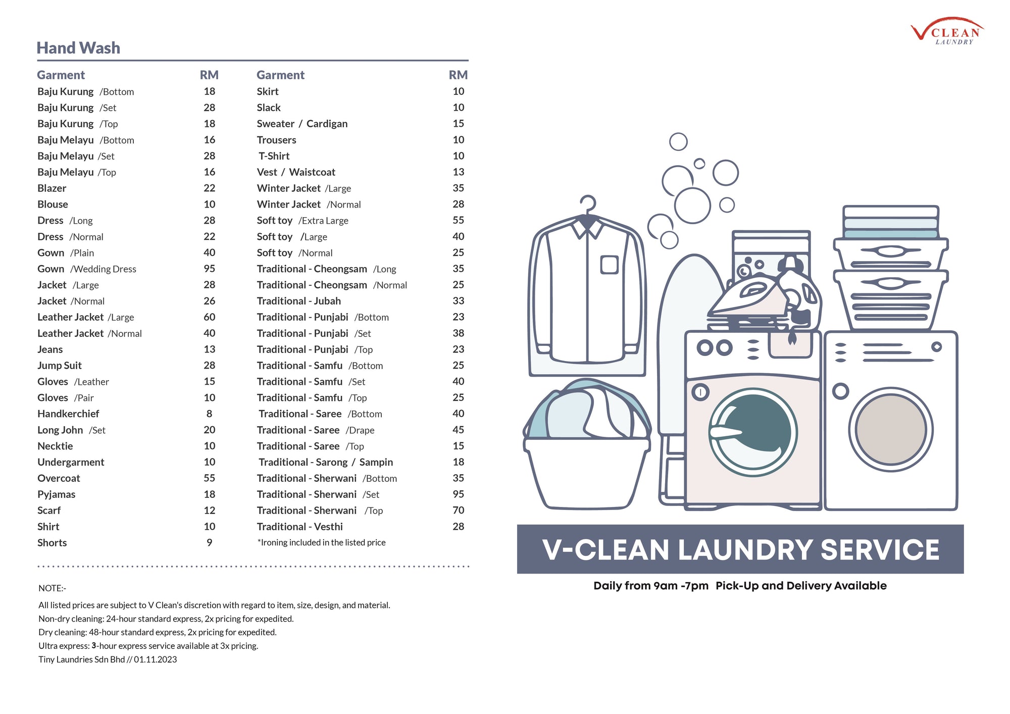/pricelist – V Clean Laundry
